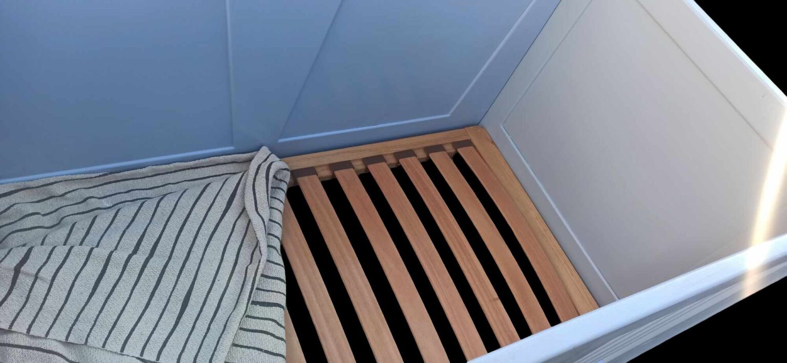 Babybett Holzbett Blau Vintage Upcycling Shabby Blue - jm-creative.dk