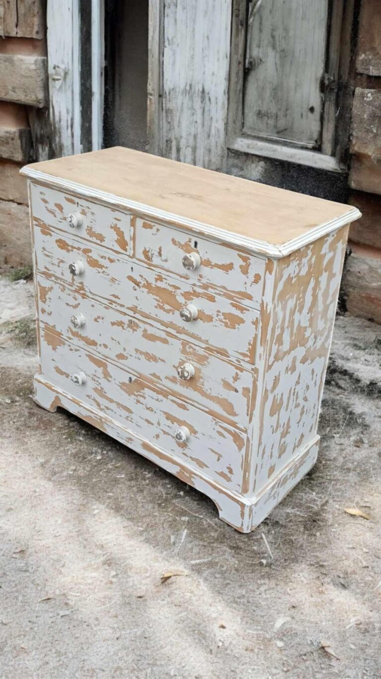 Vintage Upcycling Kommode Shabby Weiß Holz Schubladen Thio - jm-creative.dk