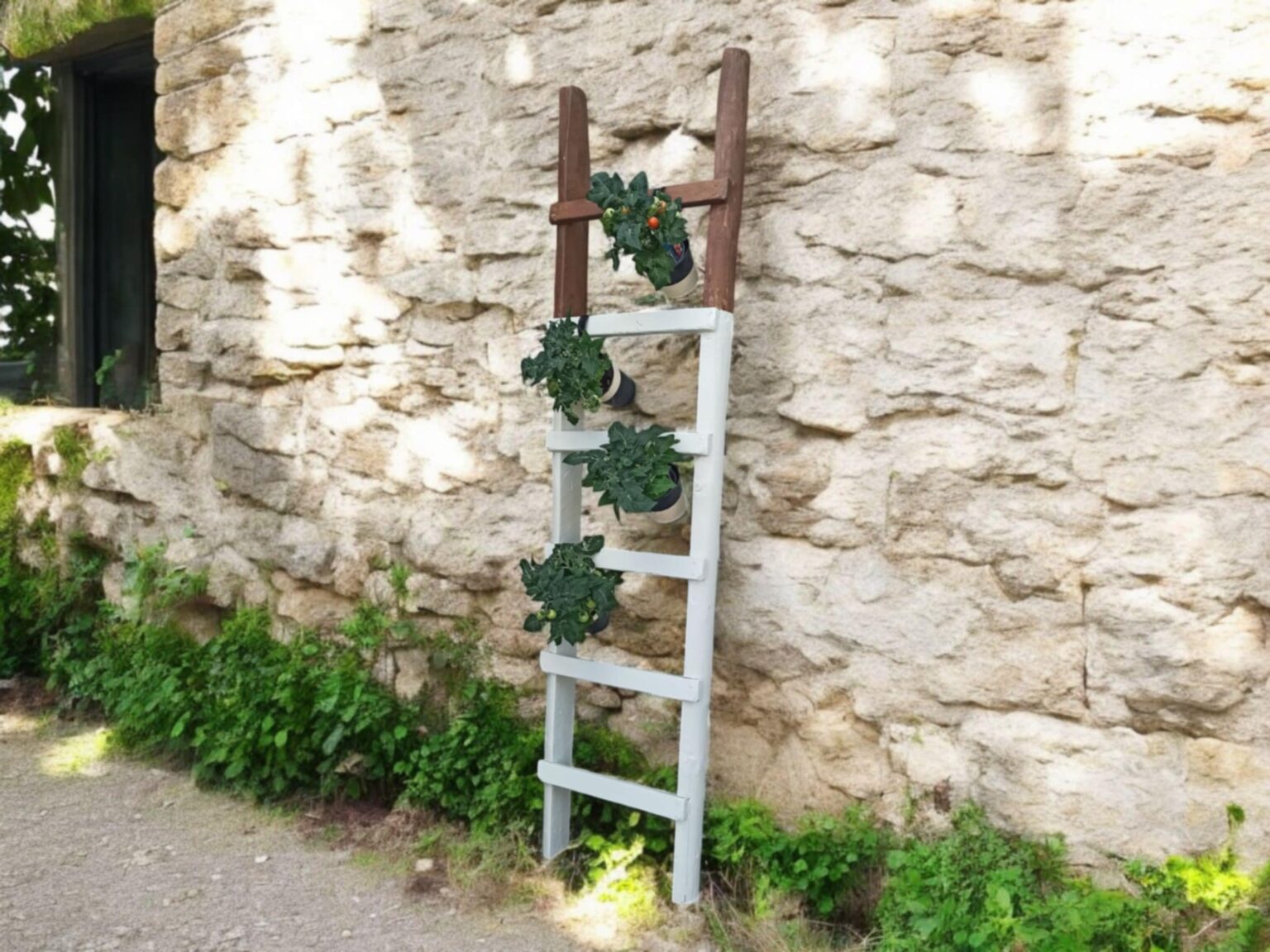 Leiter Holzleiter Pflanzleiter Kräuterleiter Shabby Garten Edwin - jm-creative.dk